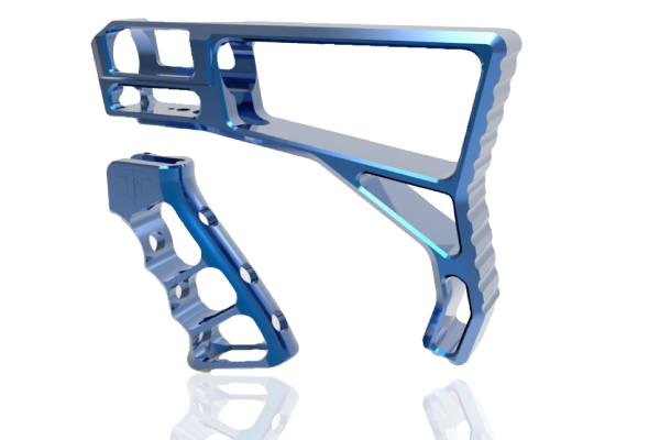 Tactical Dynamics AR-15 Blue Skeletonized Stock & Grip Set