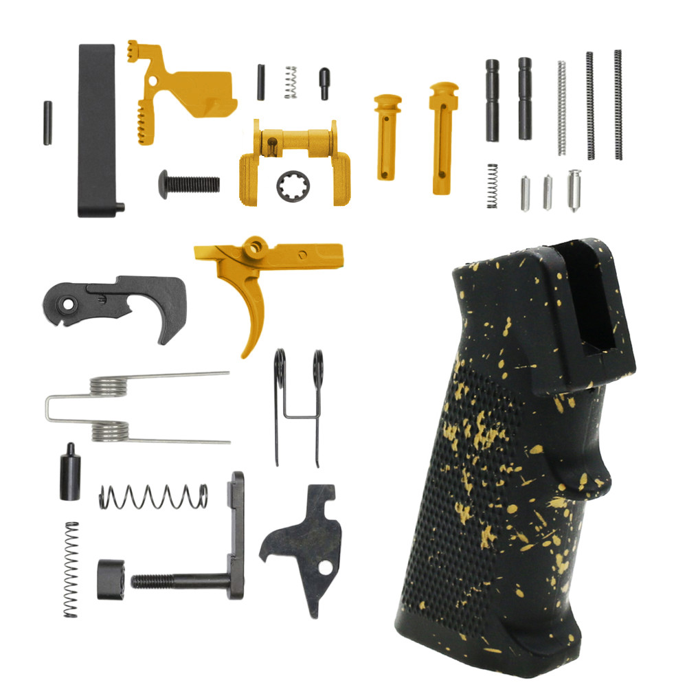 AR15 Custom Cerakote Gold Splatter Lower Parts Kit