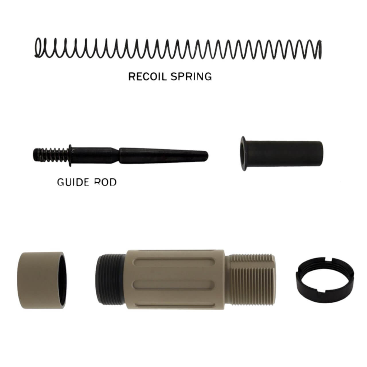AR-15 Flat Dark Earth FDE Complete Compact Buffer Tube 3.5''