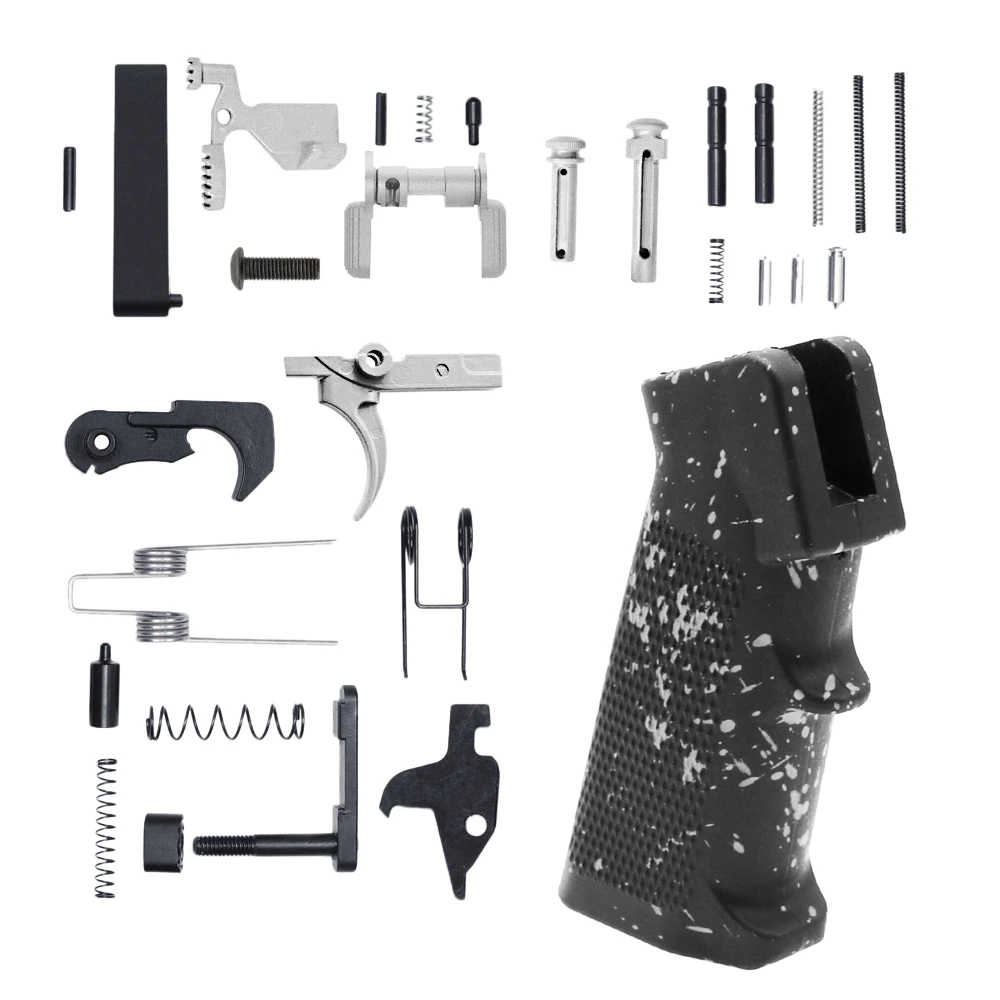 AR-15 Cerakote Glacier Silver Splatter Enhanced Lower Parts Kit