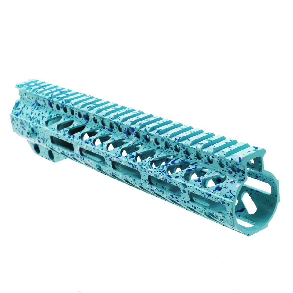 AR15 10" Cerakote Robin Egg Blue Splatter Keymod Full Rail Hand Guard