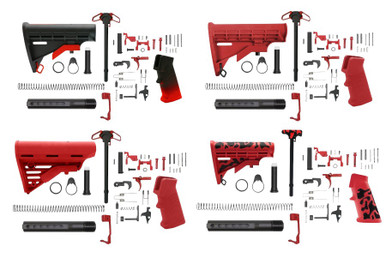AR-15 Red Cerakote Stock & Grip Enhanced Lower Parts Kit
