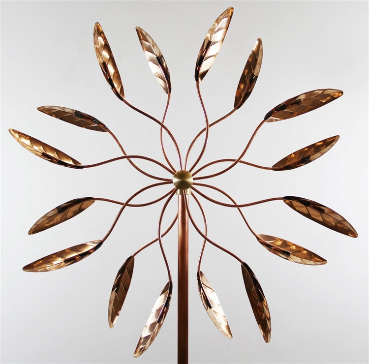 Kinetic Copper Ficus Wind Spinner at Weathervanes of Maine