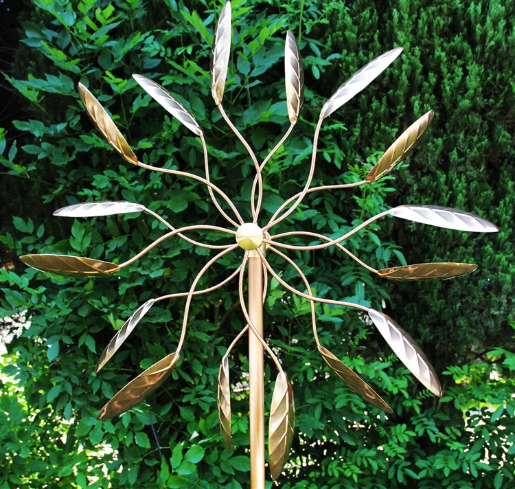 Kinetic Copper Ficus Wind Spinner at Weathervanes of Maine