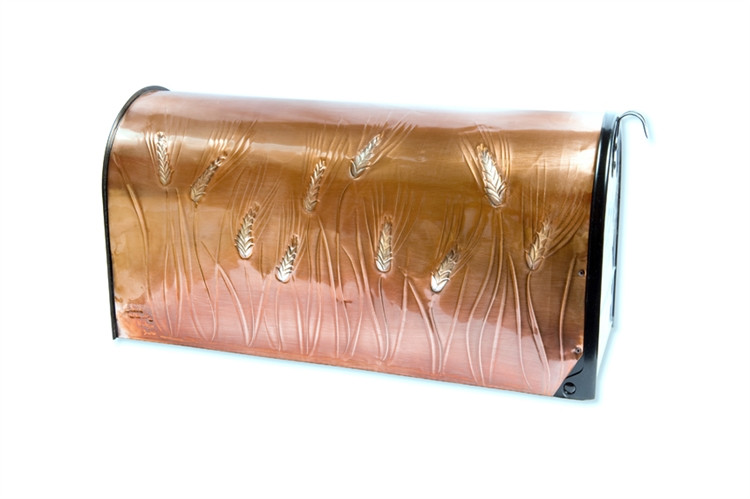 Rural Silver Wheat Copper Mailbox at Weathervanes of Maine