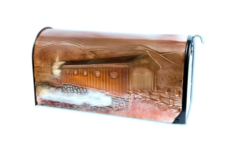 Rural Covered Bridge Copper Mailbox at Weathervanes of Maine