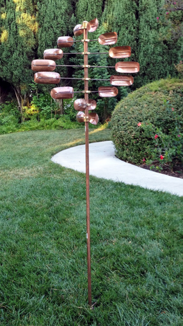 Kinetic Copper Ficus Wind Spinner at Weathervanes of Maine
