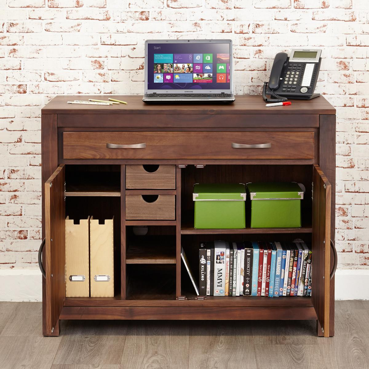 Signature Blue Hidden Home Office Desk - Wooden Furniture Store
