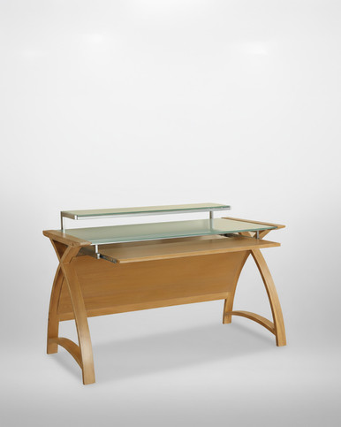 Large Oak Curved Home Office Desk 130cm - WFS Collection