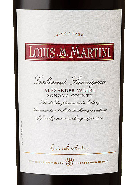 Louis M. Martini Cabernet Sauvignon Alexander Valley 2017 - Woodland ...