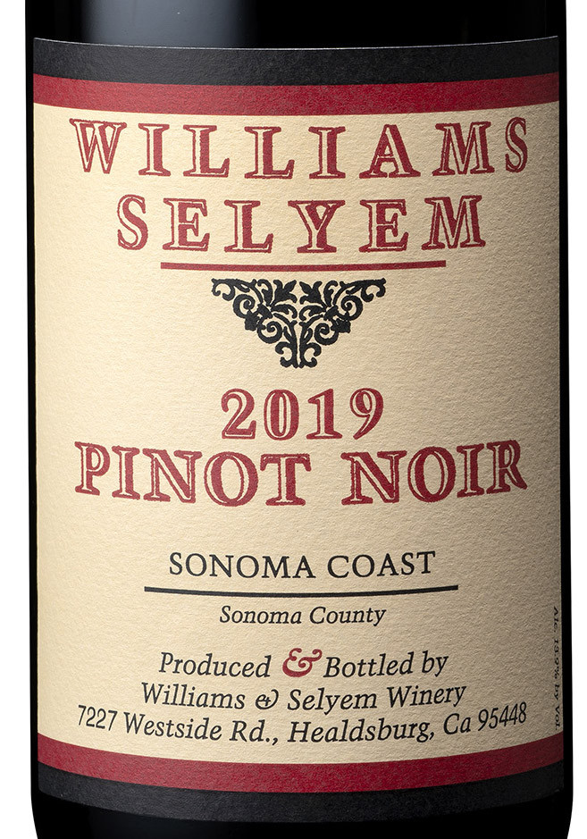Williams-Selyem Pinot Noir Sonoma Coast 2019 - Woodland Hills Wine Company