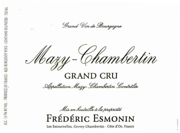 Esmonin/Frédéric Mazy-Chambertin Grand Cru 2020 - Woodland Hills Wine ...
