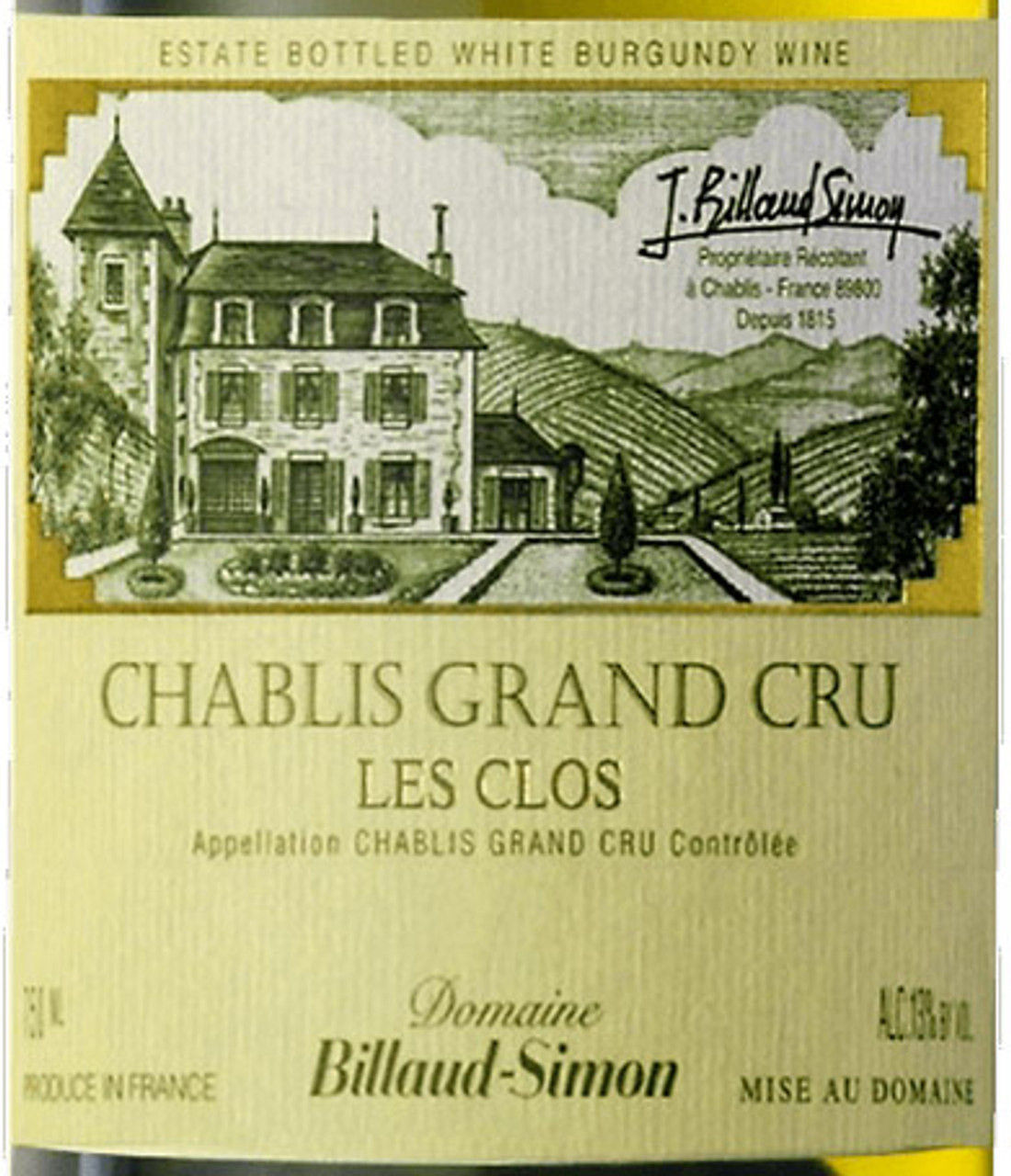 Billaud-Simon Chablis Grand Cru Les Clos 2022 - Woodland Hills Wine Company