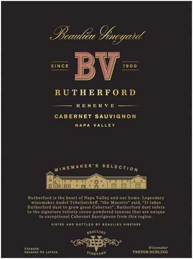 Beaulieu Vineyard (BV) Cabernet Sauvignon Rutherford Reserve 2019 ...