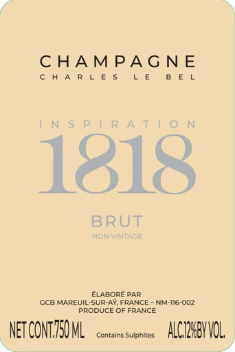 Charles Le Bel Brut Champagne Inspiration 1818 NV - Woodland Hills Wine ...