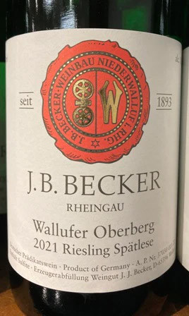 J.B. Becker Riesling Spätlese Wallufer Oberberg 2021 - Woodland Hills ...