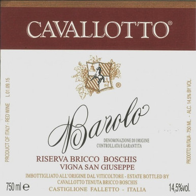 Cavallotto Barolo Bricco Boschis Vigna San Giuseppe Riserva 2015 ...