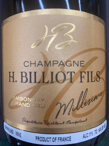 Billiot Brut Champagne Millésimé Grand Cru 2018 - Woodland Hills Wine ...