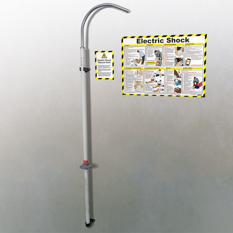 Electric Shock Rescue Hook with Poster and Sign