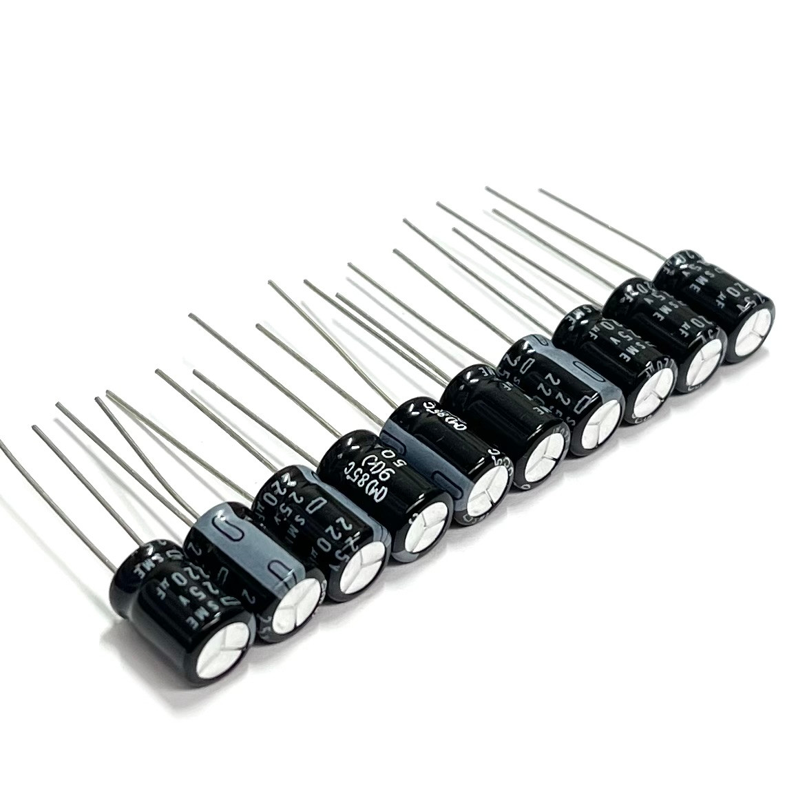 (PKG of 10) 220uF 25V Electrolytic Capacitor, Radial, 85°C, UCC SME ...