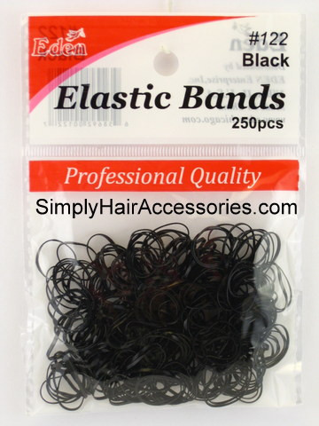 Eden Black Polyband Hair Elastics - 250 Pcs.