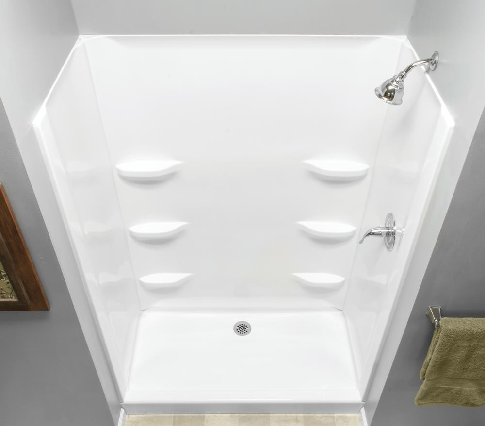 27"X54" Fiberglass Shower Kit Includes Shower Pan & Surround Wall Elite ...