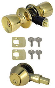 Mobile Home Entry Door Combo Lockset Door Knob and Dead Bolt Polished ...