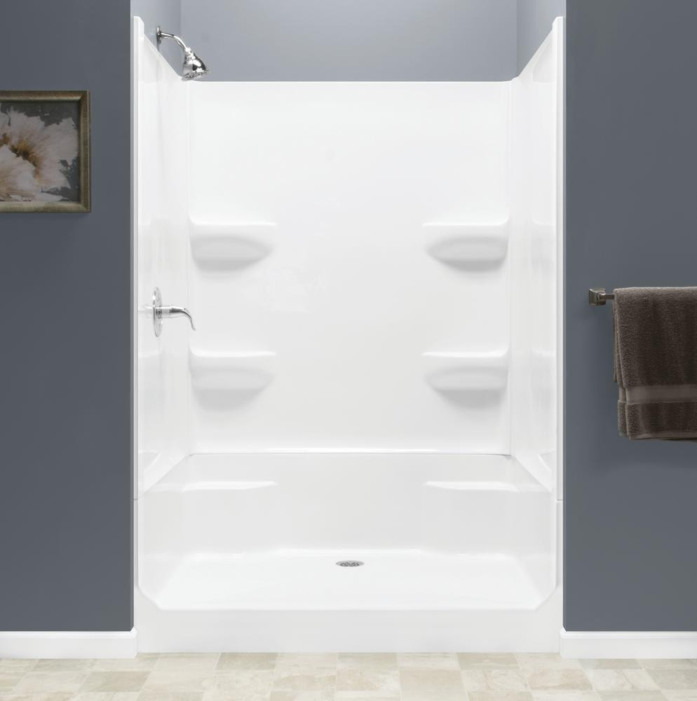 42" X 54" Fiberglass Shower Kit Includes Shower Pan & Surround Wall ...