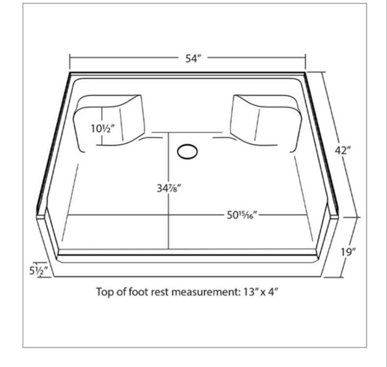 42" X 54" Fiberglass Shower Kit Includes Shower Pan & Surround Wall ...