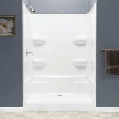 42" X 54" Fiberglass Shower Kit Includes Shower Pan & Surround Wall ...