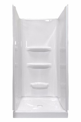 32" X 32" Fiberglass Shower Kit Includes Shower Pan and Wall Surround ...