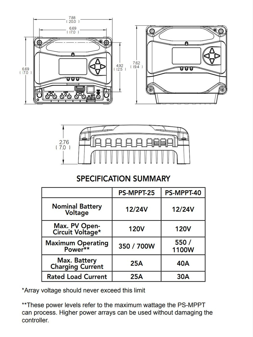 Stellavolta:Morningstar PS-MPPT-40M ProStar Charge Controller 40A