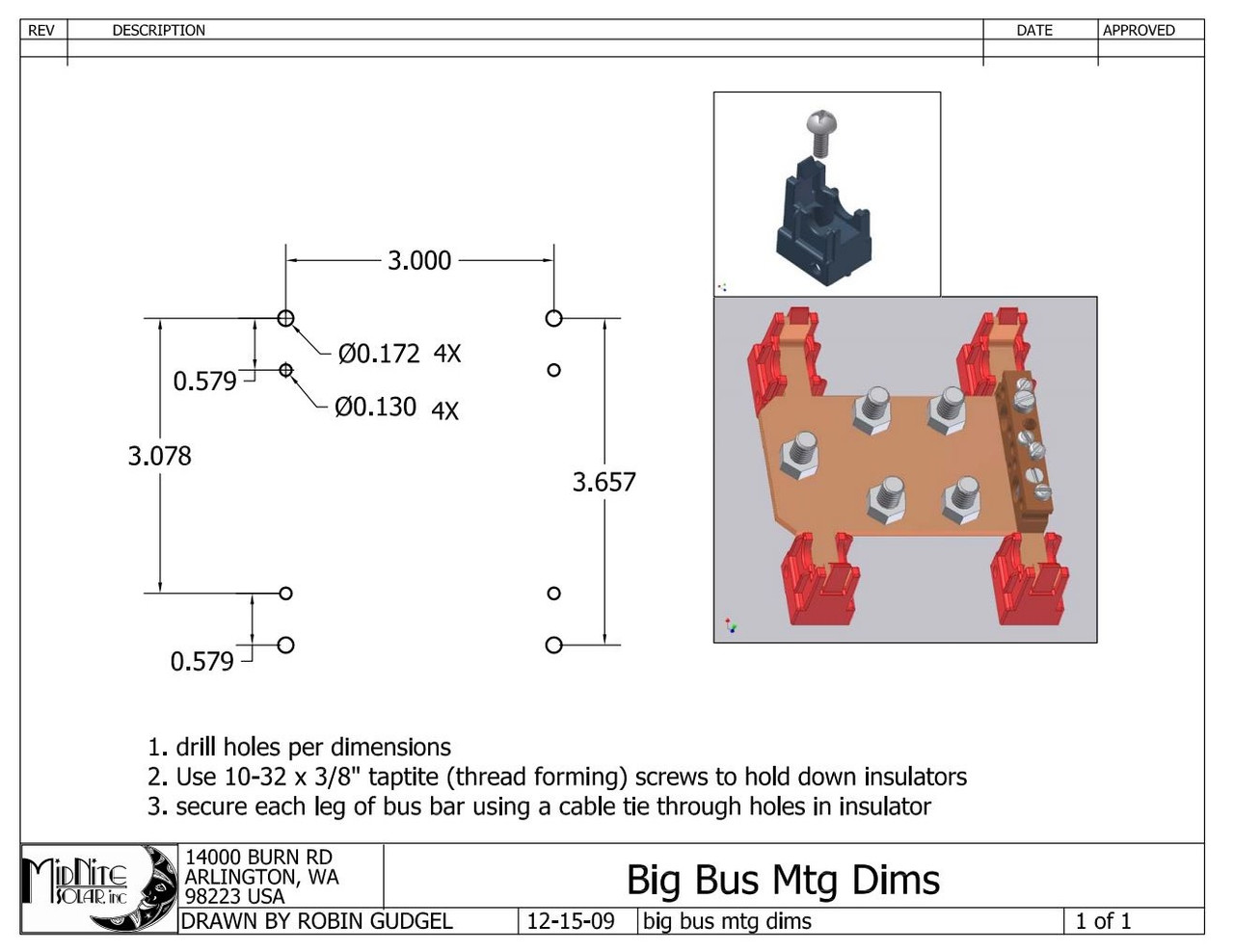 Stellavolta: MidNite Solar MNBIGBUSBAR Busbar 280 Amps