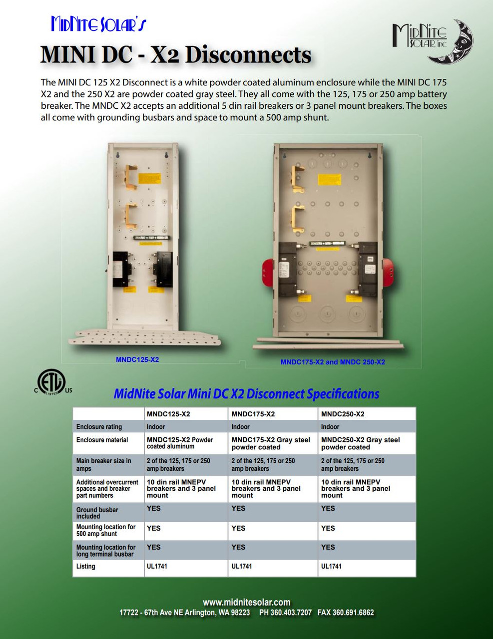 Stellavolta: MidNite Solar MNDC175-X2 Mini DC Disconnect 175A Breaker