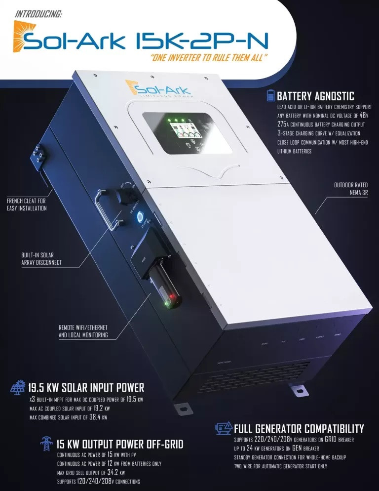 Stellavolta: Sol-Ark 15K Hybrid Solar Inverter EMP Hardened 48VDC