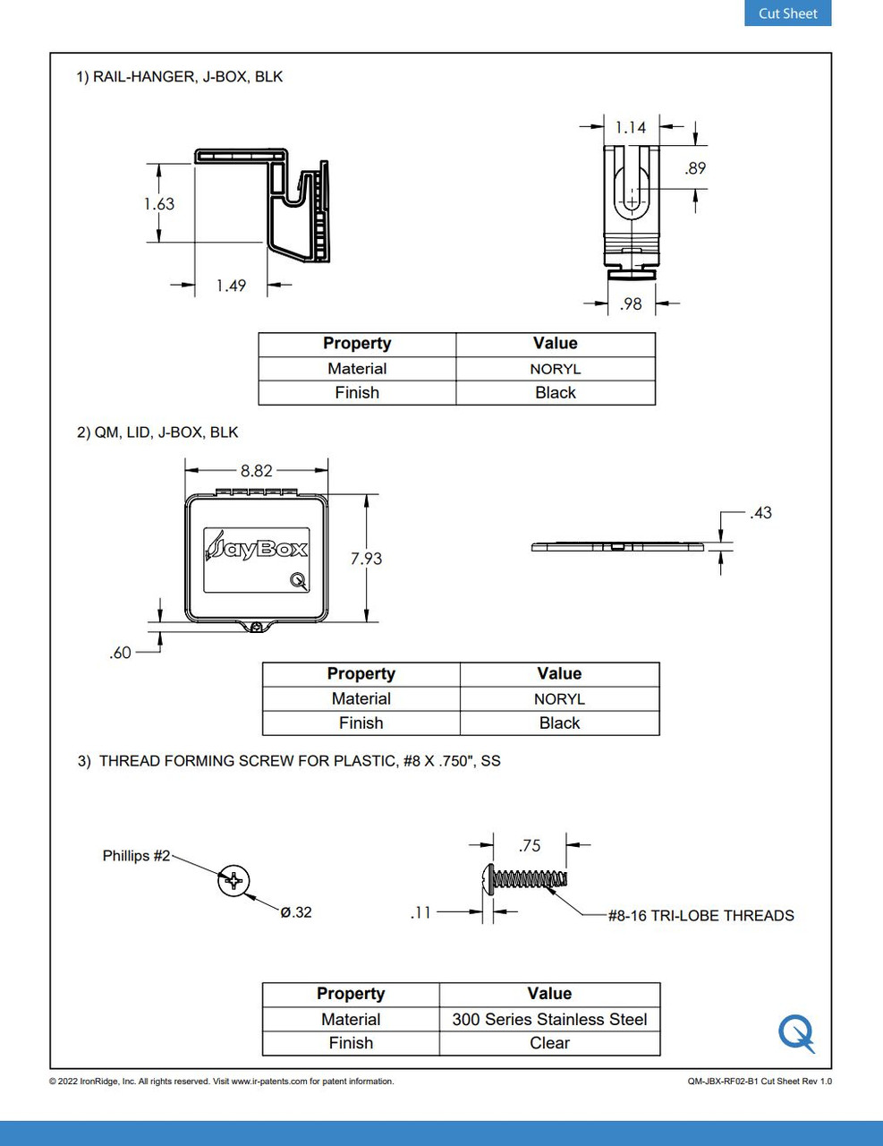 Stellavolta: IronRidge QM-JBX-RL02-B1 JayBox Rail-Mounted Junction Box