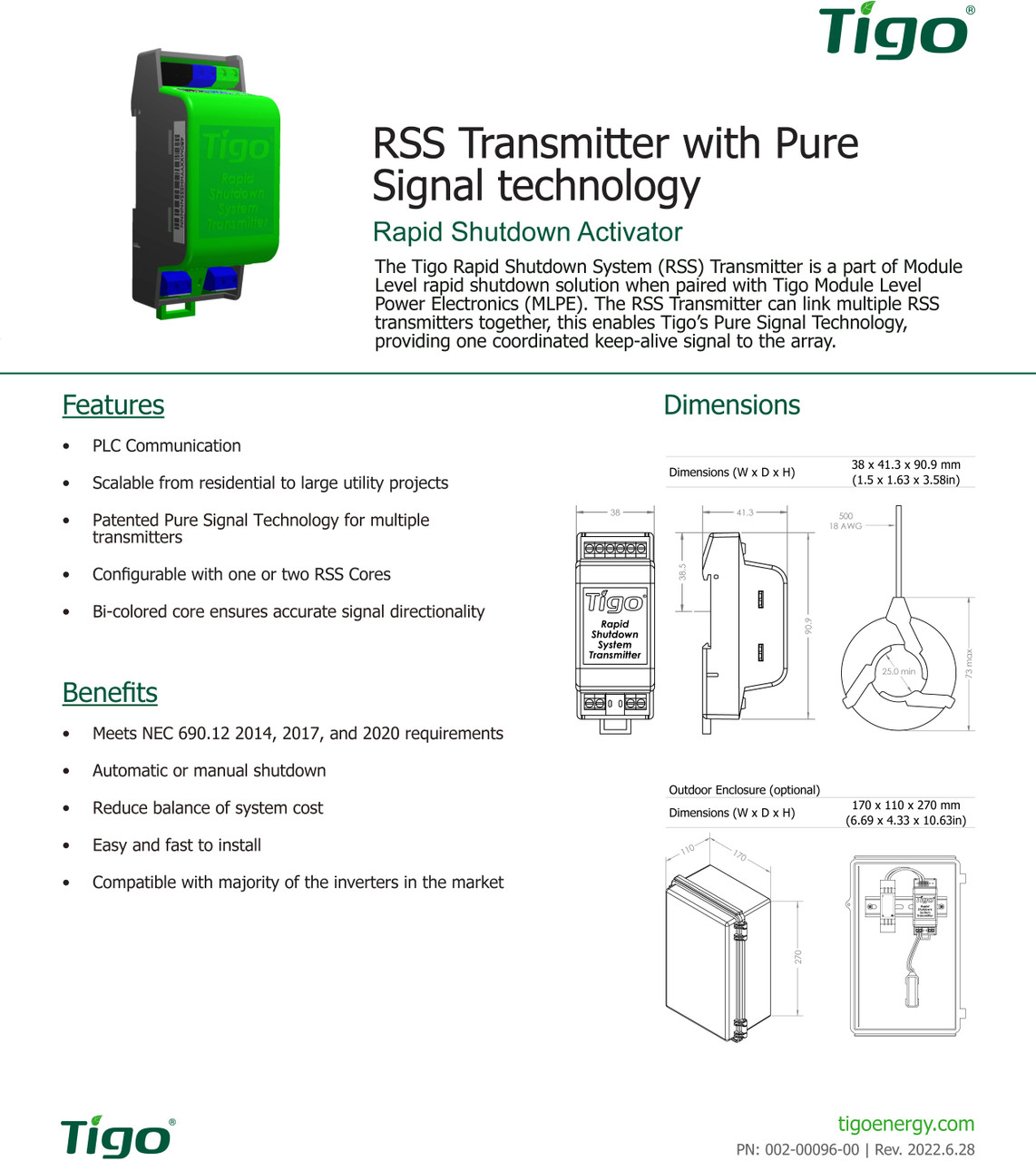 Stellavolta: Tigo 490-00000-52 RSS Transmitter Pure Signal Dual Core