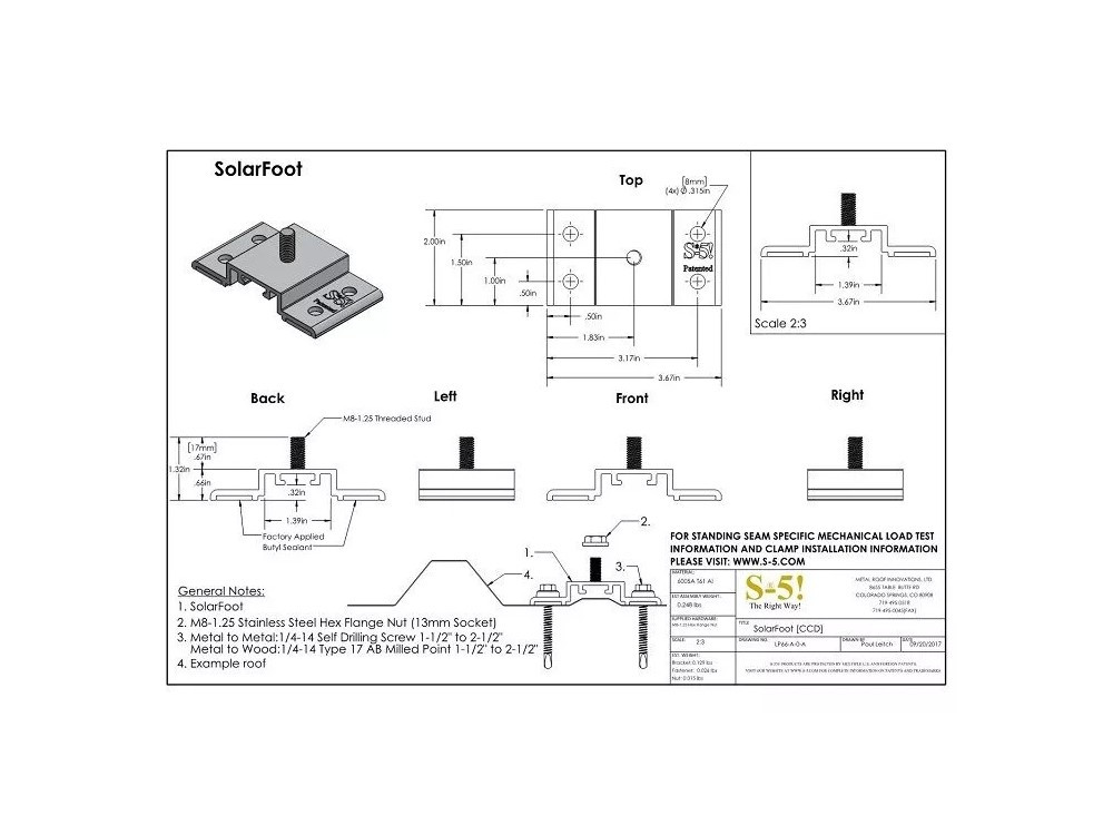 Stellavolta: S-5! SolarFoot Mount for Exposed Fastener Roofing