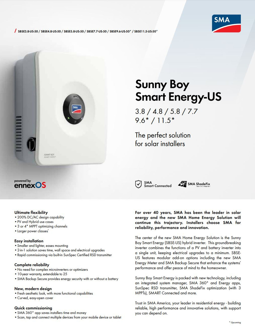 Stellavolta: SMA SBSE4.8-US-50 Sunny Boy Smart Energy Hybrid Inverter