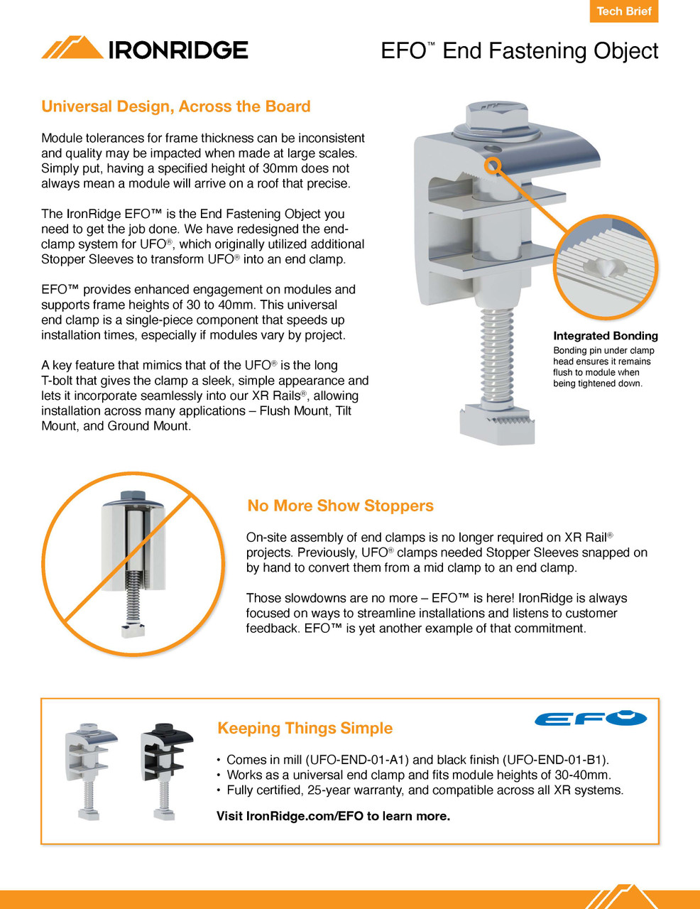 Stellavolta: IronRidge UFO-END-01-B1 EFO End Fastening Object, Black