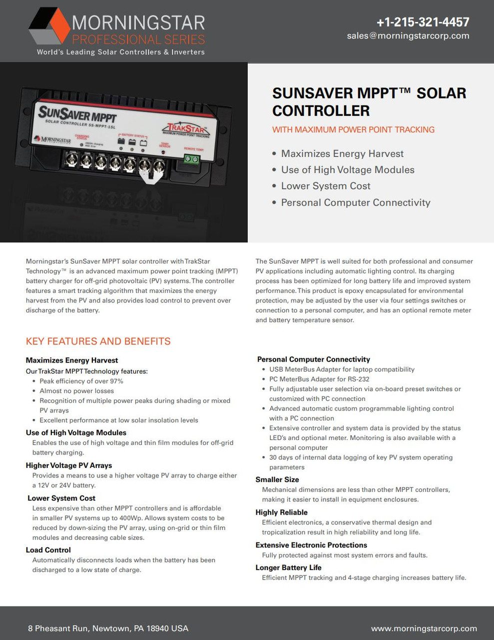 Stellavolta: Morningstar SS-MPPT-15L SunSaver MPPT Solar Controller
