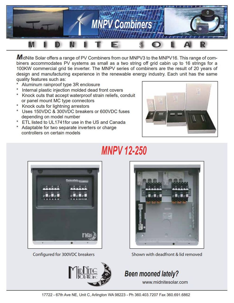 Stellavolta: MidNite Solar MNPV12-250 Combiner