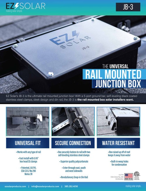 Stellavolta: EZ Solar JB-3 Rail Mount or Pole Mount Junction Box