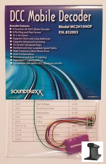 Soundtraxx ~ DCC Motor Only Decoder ~ MC2H104OP ~ 8 Pin With Harness ...