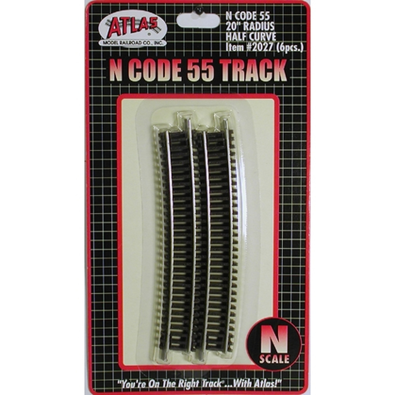 Atlas ~ N Scale ~ Code 55 Track ~ 20" Radius 1/2 Curve (6 Pieces ...