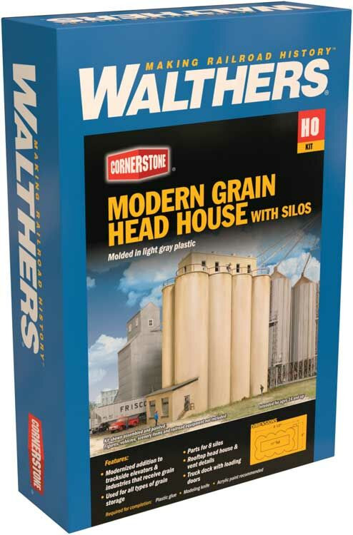 Walthers Cornerstone ~ HO Scale ~ Modern Grain Head House w/Silos ~ Kit ...
