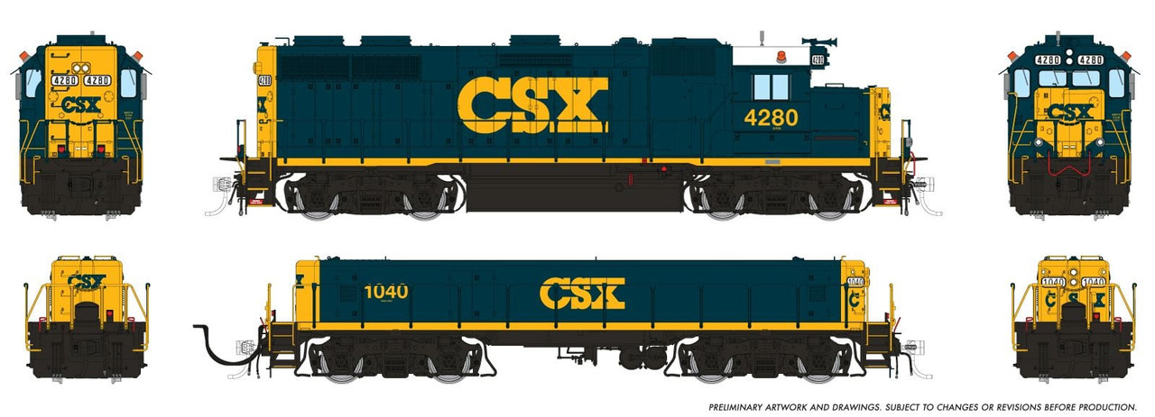 Rapido ~ HO Scale ~ EMD GP39 Mother+Slug ~ CSX #4280 + #1040 ~ DC/DCC/Sound ~ 039531 - Iron ...
