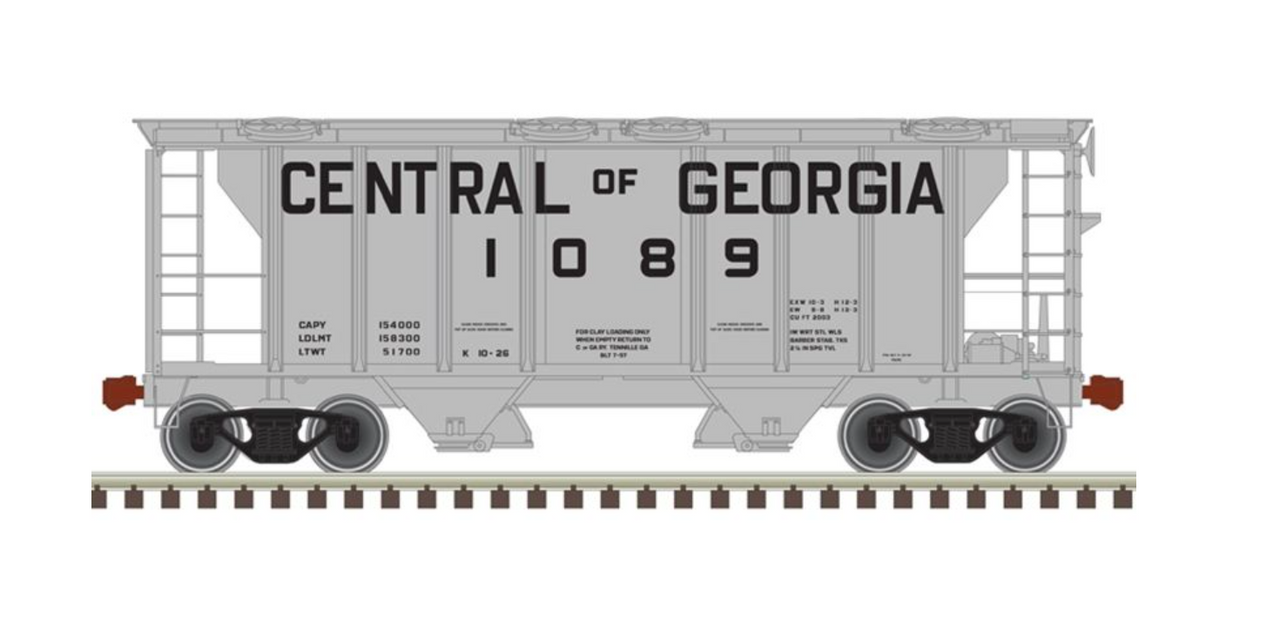 Atlas ~ N Scale ~ PS-2 2-Bay Covered Hopper ~ Ready to Run ~ Central of ...