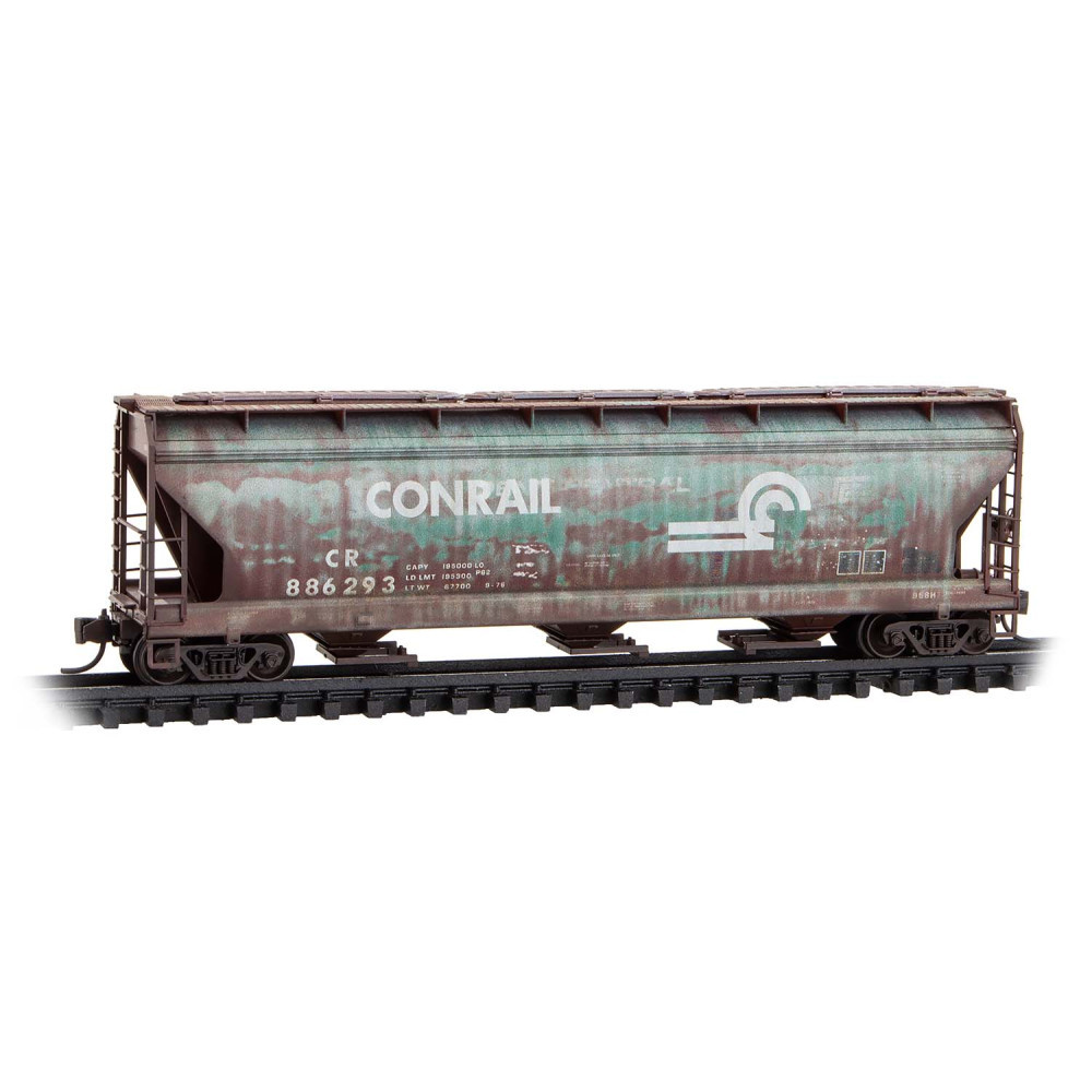 Micro Trains ~ N Scale ~ 100-ton 3-Bay Covered Hopper ~ Conrail #886293 ...