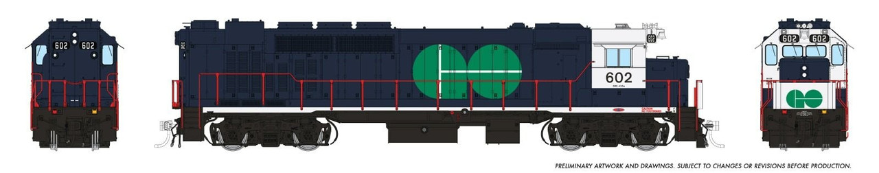 Rapido ~ HO Scale ~ GP40TC ~ GO Transit #602 ~ DC Silent ~ 34003 - Iron ...